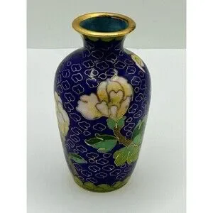 Accents | Small Vintage Cloisonn Vase Blue Enamel Pink Cherry Blossoms ...